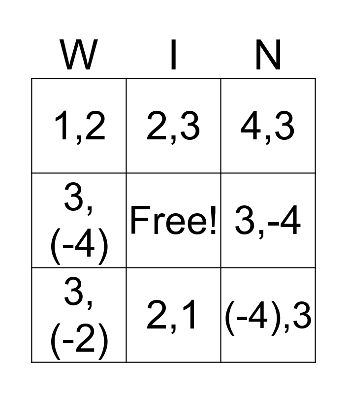 Quick Maths Bingo Card Quick Maths Bingo Card