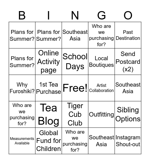 Brand & Personalization Bingo Card