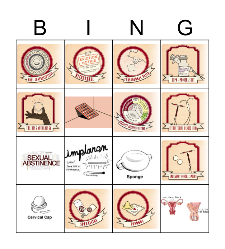 WOMB There is is!! Birth Control Bingo Card
