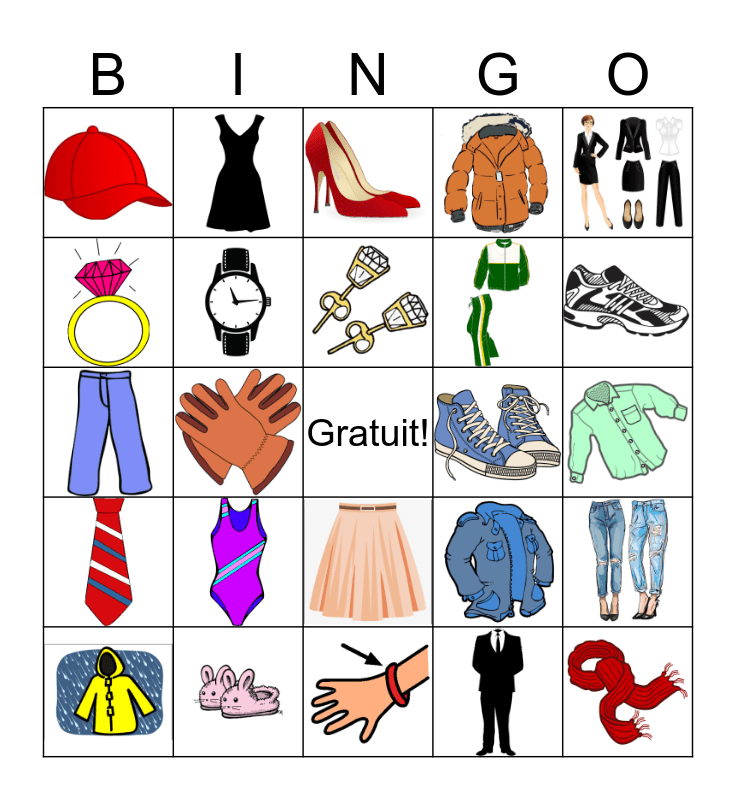 Les Vêtements Bingo Card