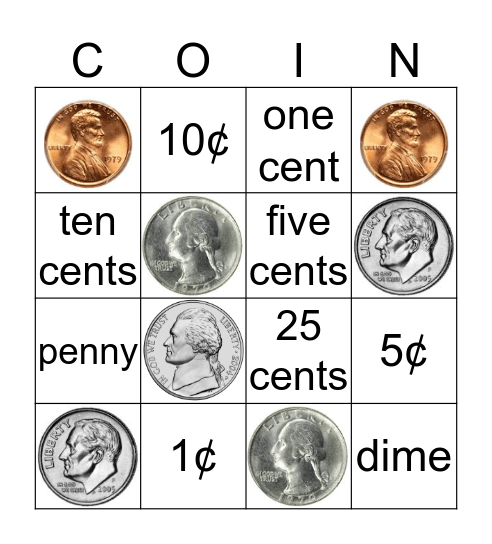 Coins Bingo Card