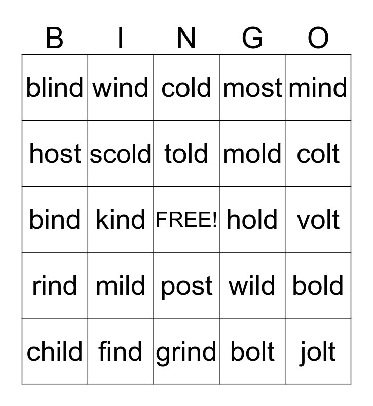 Wild Old Words Bingo Card Wild Old Words Bingo Card
