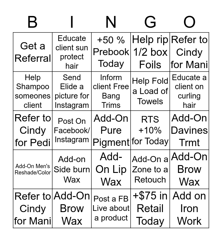 Untitled BingoAdd -On BINGO Card