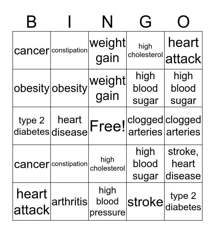 Whole Grain Bingo Card