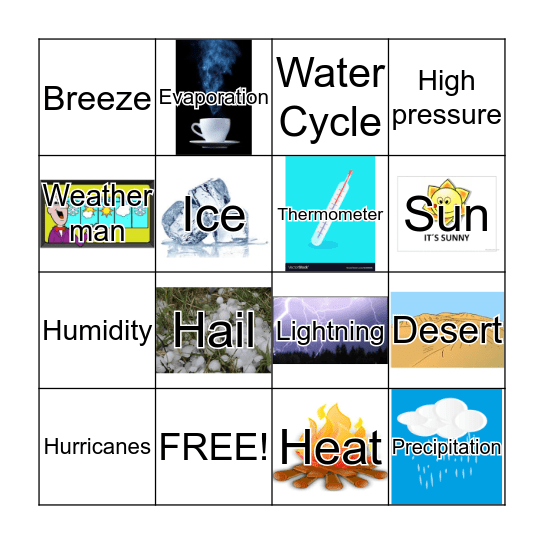 Water Cycle Bingo Card
