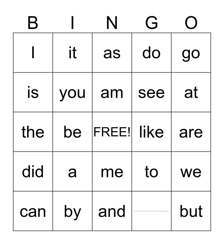 No Excuse Words Bingo Card