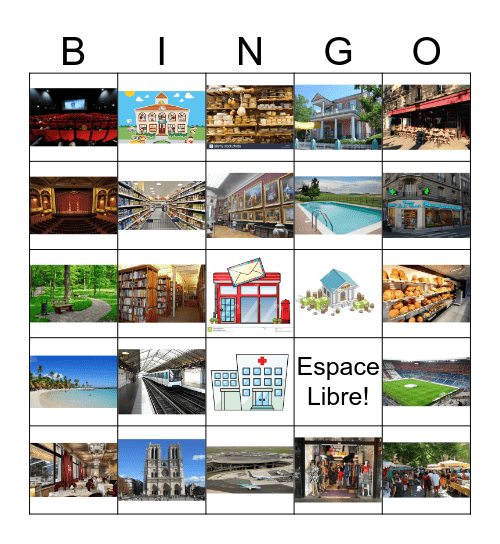 Les endroits dans la ville Bingo Card