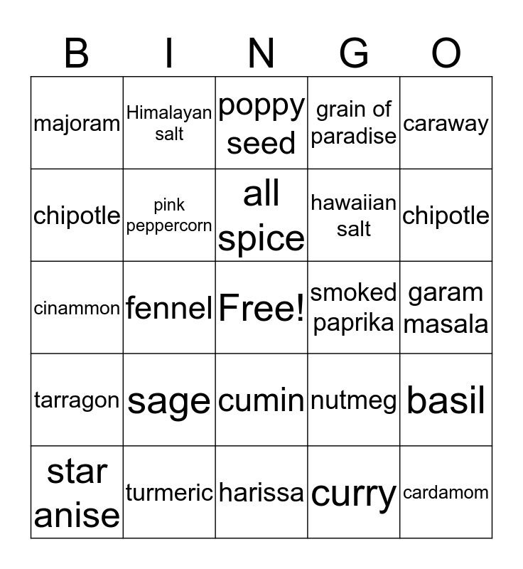 GROW Bingo Card