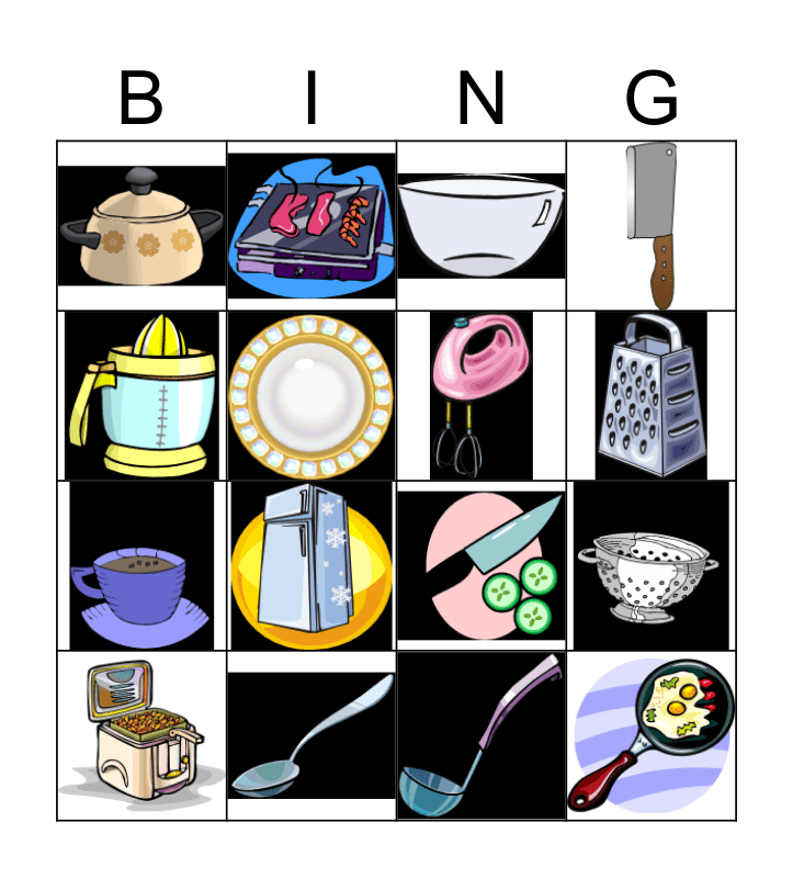 Utensils Bingo Card
