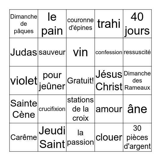 Loto de Pâques Bingo Card