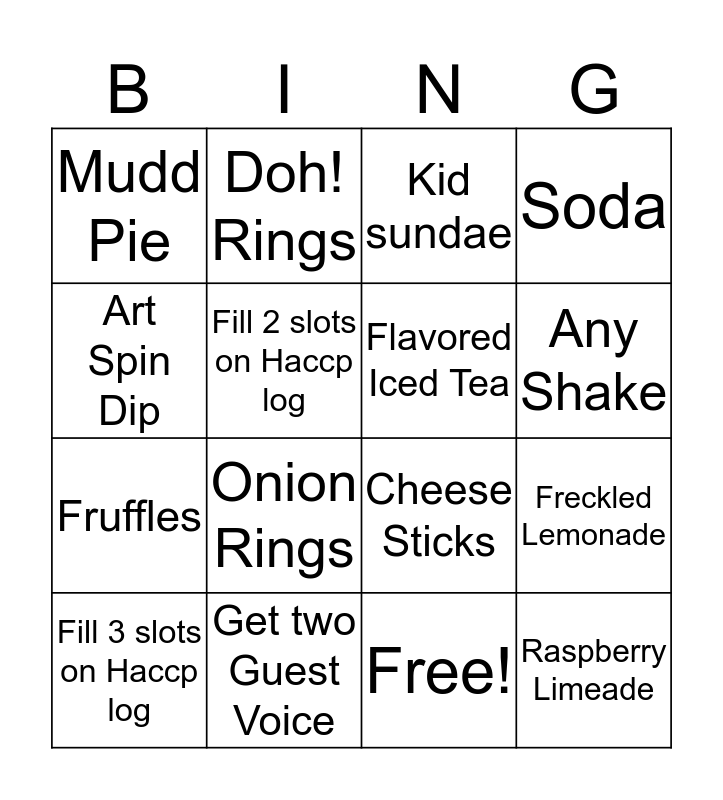 RED ROBIN Bingo Card