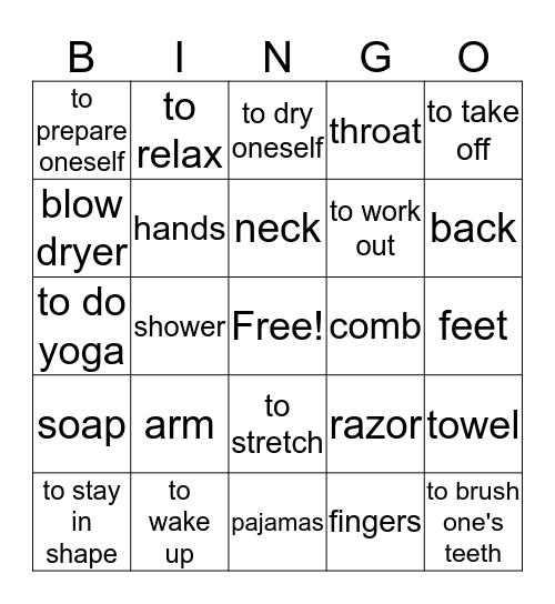 Daily Routine Bingo Card