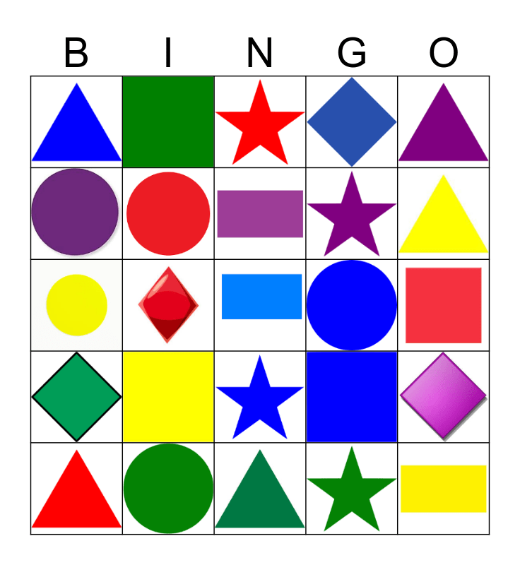 Colored Shapes Bingo Card