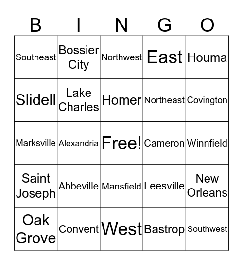 Mapping Louisiana Bingo Card