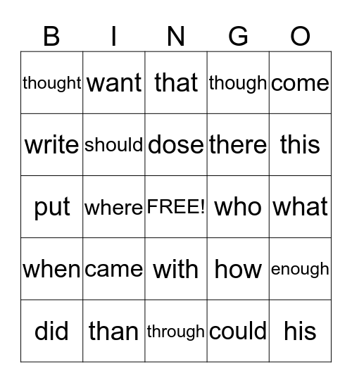 Bingo Was His Name O Bingo Card