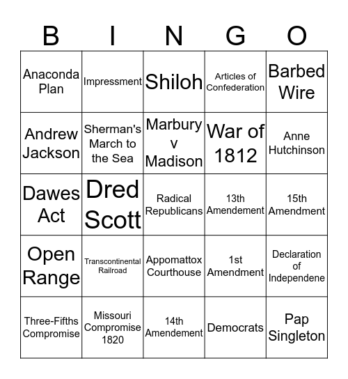 SS TCAP Review 2 Bingo Card SS TCAP Review 2 Bingo Card