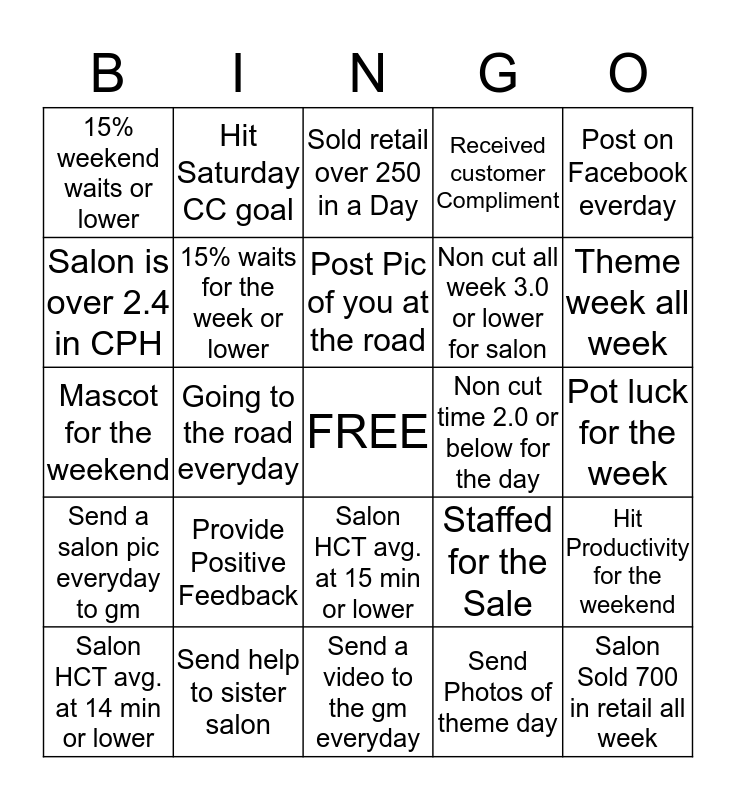 Haircut Sale Bingo !! Bingo Card