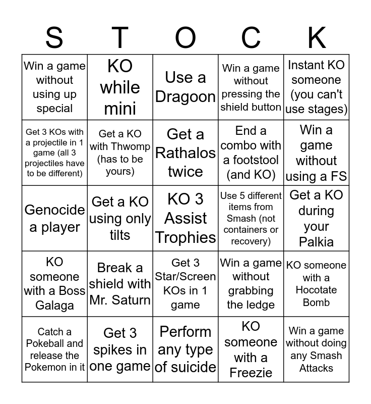 Smash Casual 2 Bingo Card