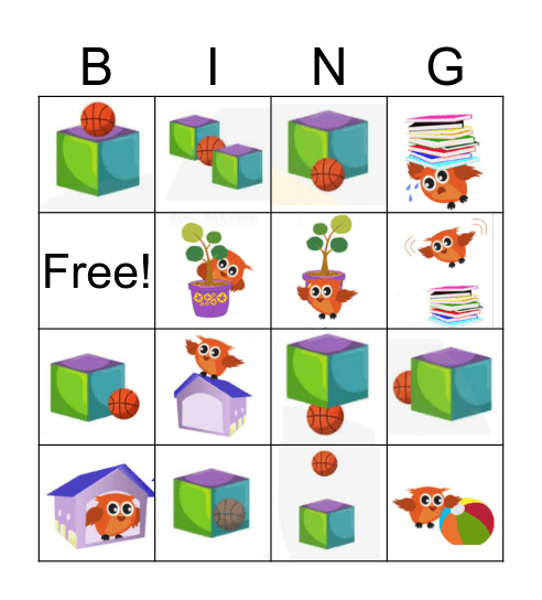 Spatial Concepts Bingo Card