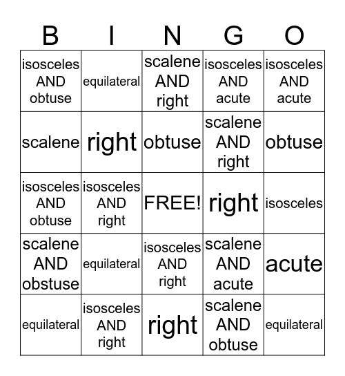 TRIANGLES BINGO Card