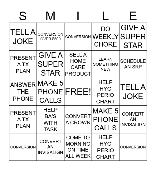 SMILE FOR LIFE Bingo Card