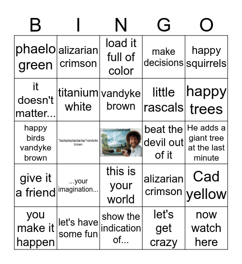 Bob Ross Bingo Card