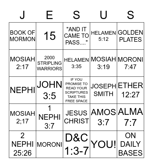 SCRIPTURES Bingo Card