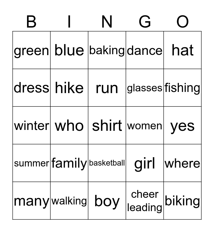 winggo Bingo Card