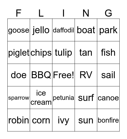 SPRING FLING Bingo Card
