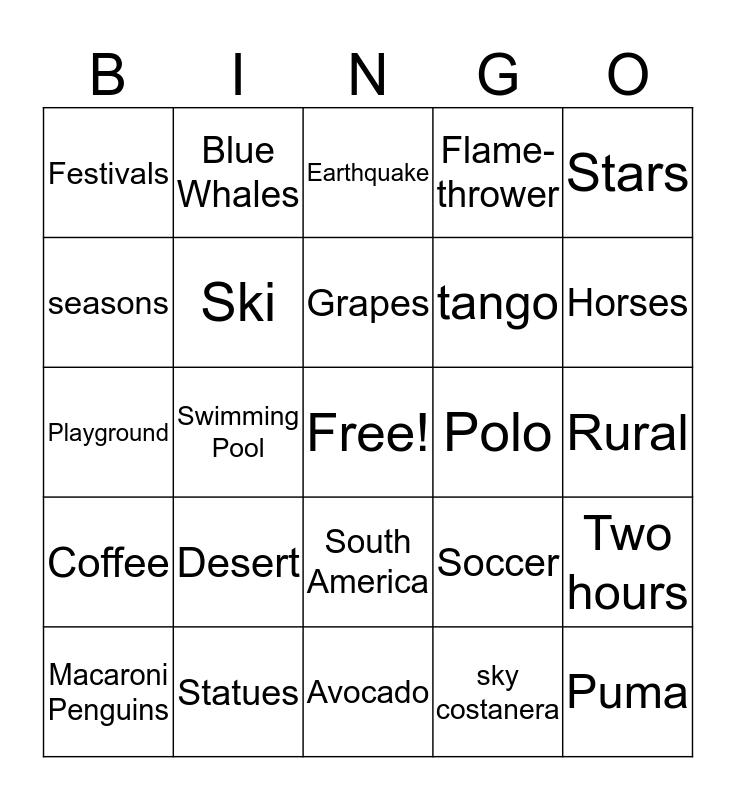 CHILEAN BINGO Card