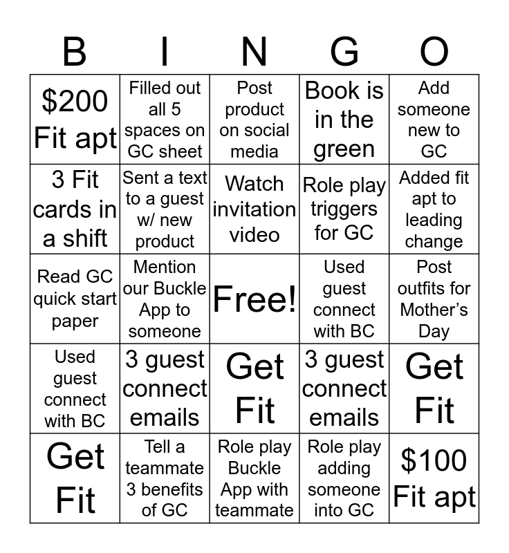 Guest Connect Bingo Card
