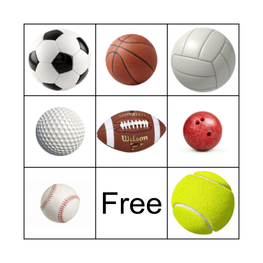 Sports Ball Bingo Card