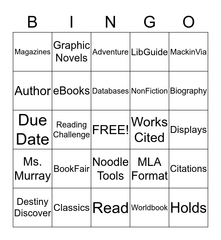 Library Bingo Card
