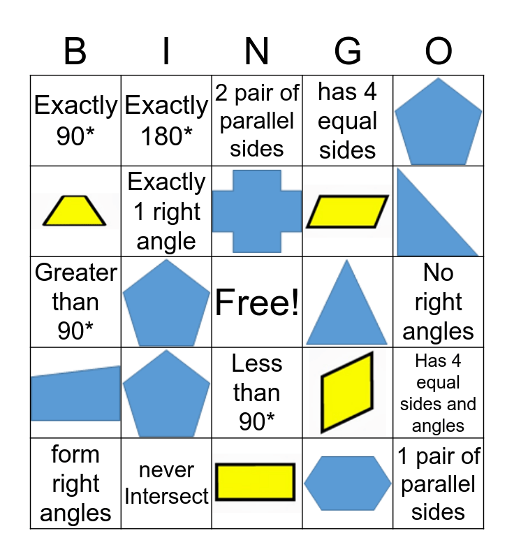 Geometry Bingo Card