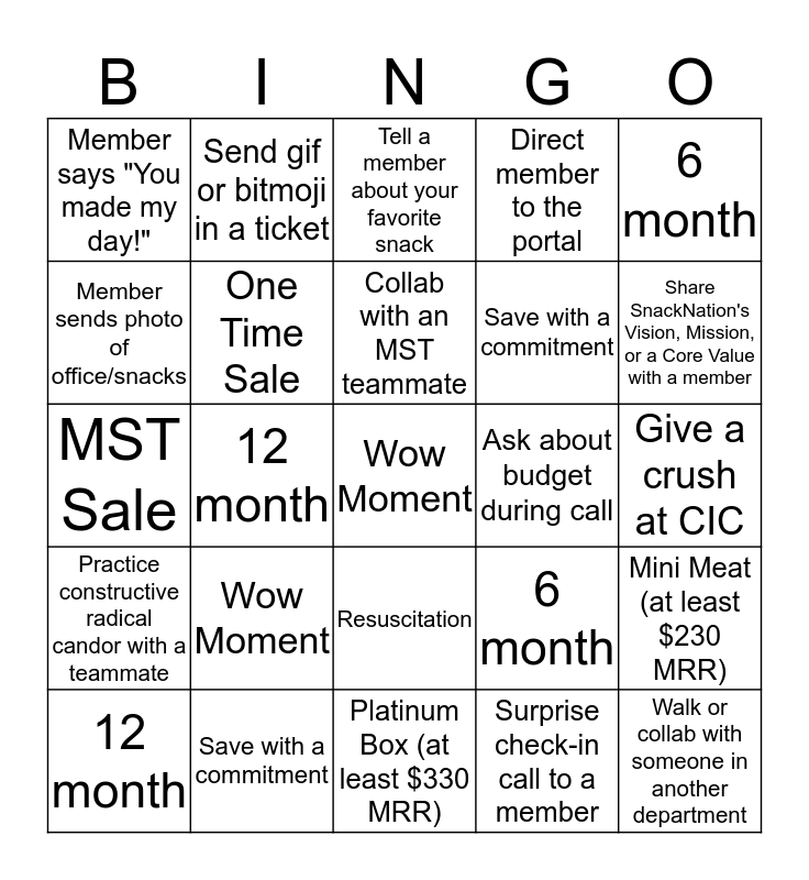 Ecomm MST May Bingo! Bingo Card