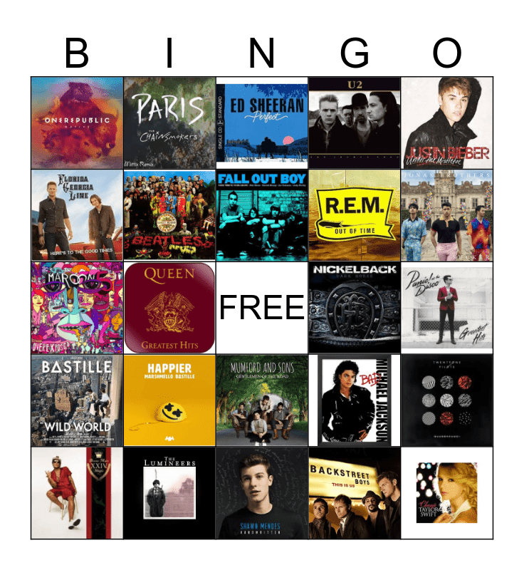 Music Playlist Bingo Card