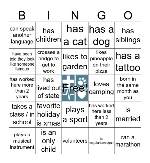 Getting To Know You Bingo Card