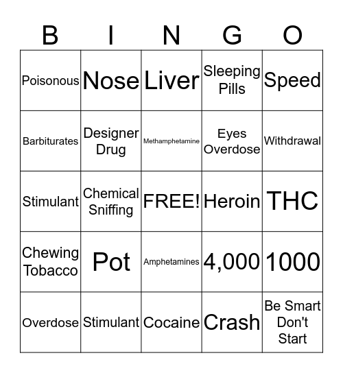 Drug - Free Bingo Card