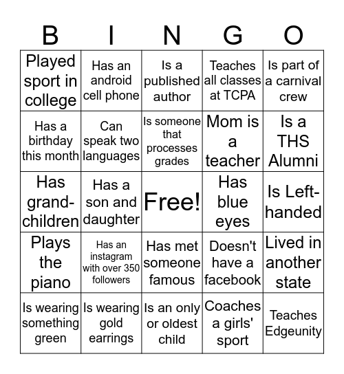 Teacher Appreciation Bingo Card