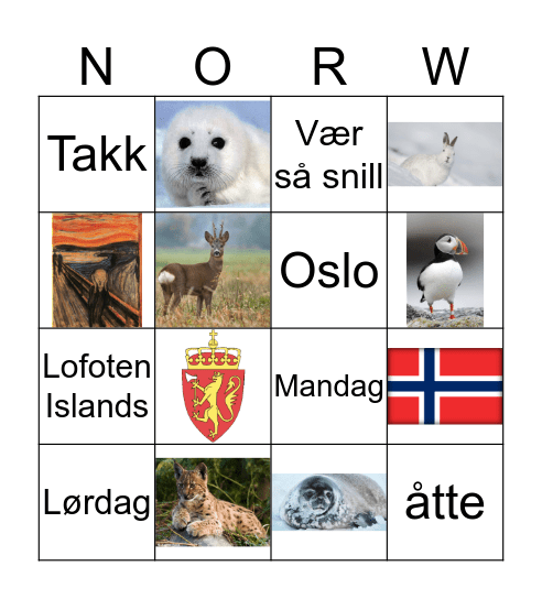 Norway Bingo Card