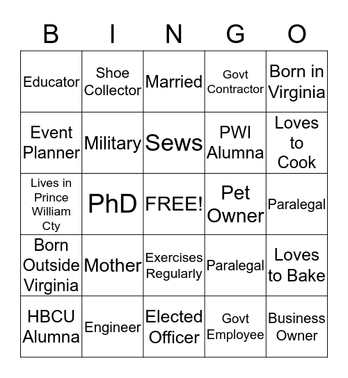 Networking Bingo Card
