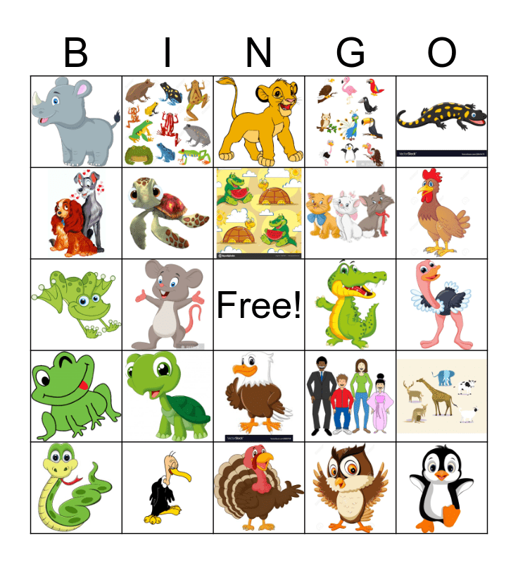 Vocabulary Recap: Animals Bingo Card