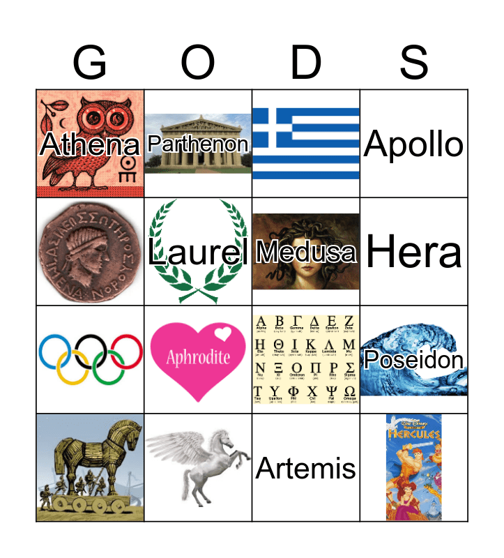 Greek Mythology Bingo Card