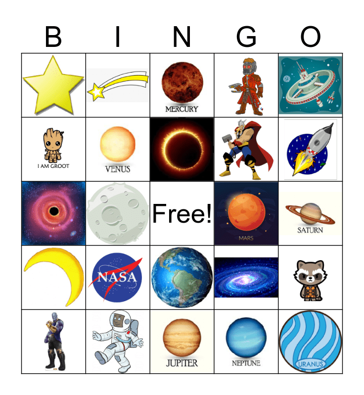 space bingo Card