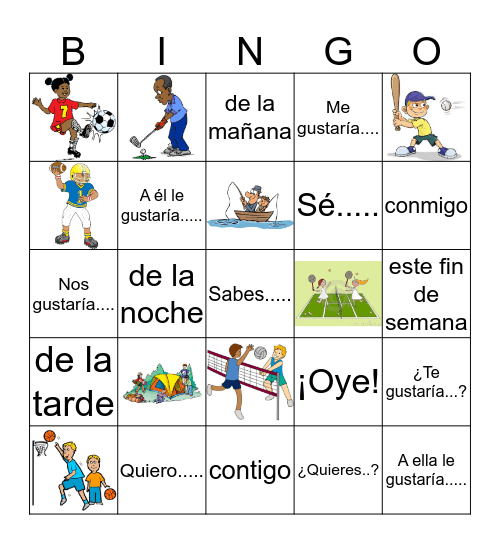 ¿Quieres ir conmigo? Bingo Card