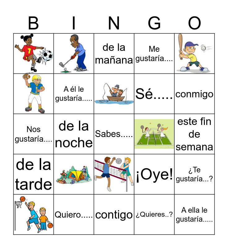 ¿Quieres ir conmigo? Bingo Card