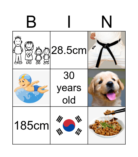 Self Intro True or False Bingo Card