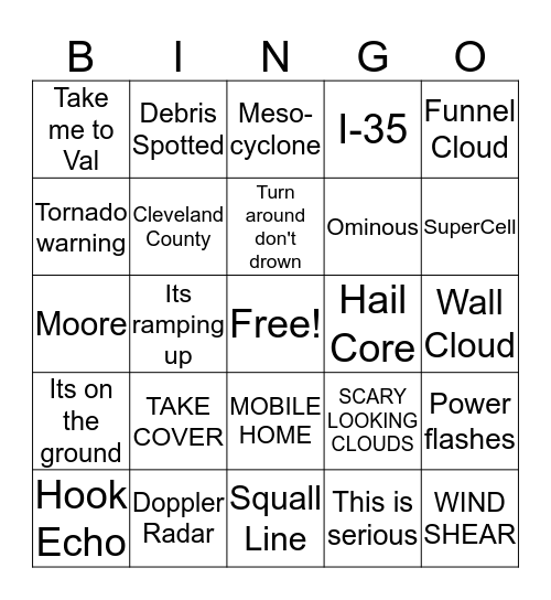 TORNADO Bingo Card