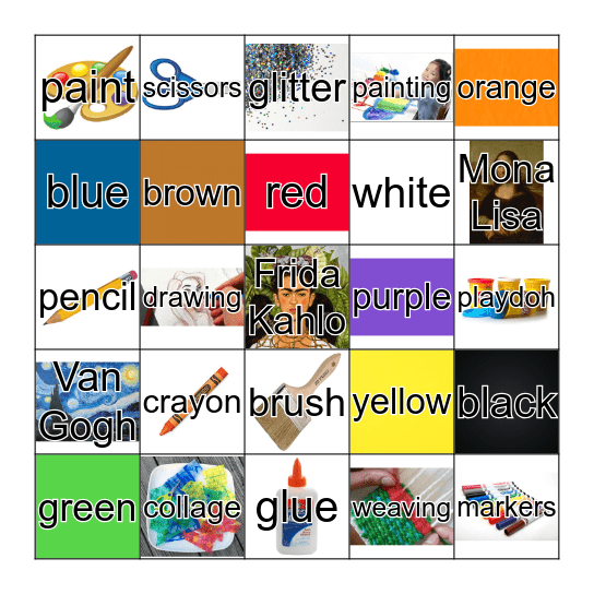 Art Room Bingo Card