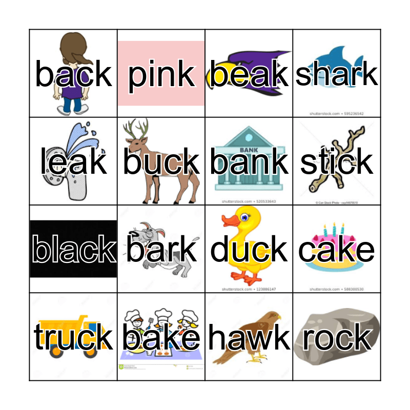 K articulation Bingo Card